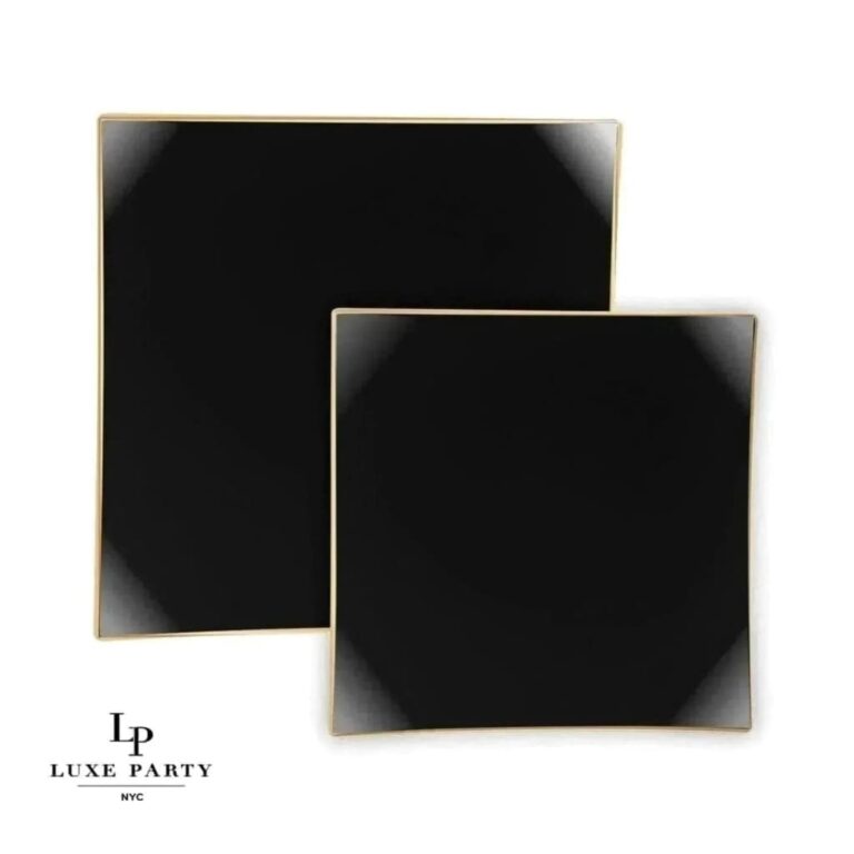 Square Coupe Black • Gold Plastic Plates | 10 Pack – The Jerusalem Butler